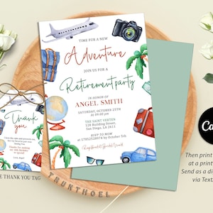 Travel Retirement Party Invitation, Adventure Theme Invitation ...