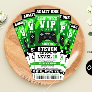 Video Game Ticket Invitation, Gamer Birthday Party Invitation, Video ...