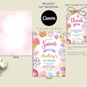 Sweet Celebration Invitation, EDITABLE Candy Land Party Invite, Sweets ...
