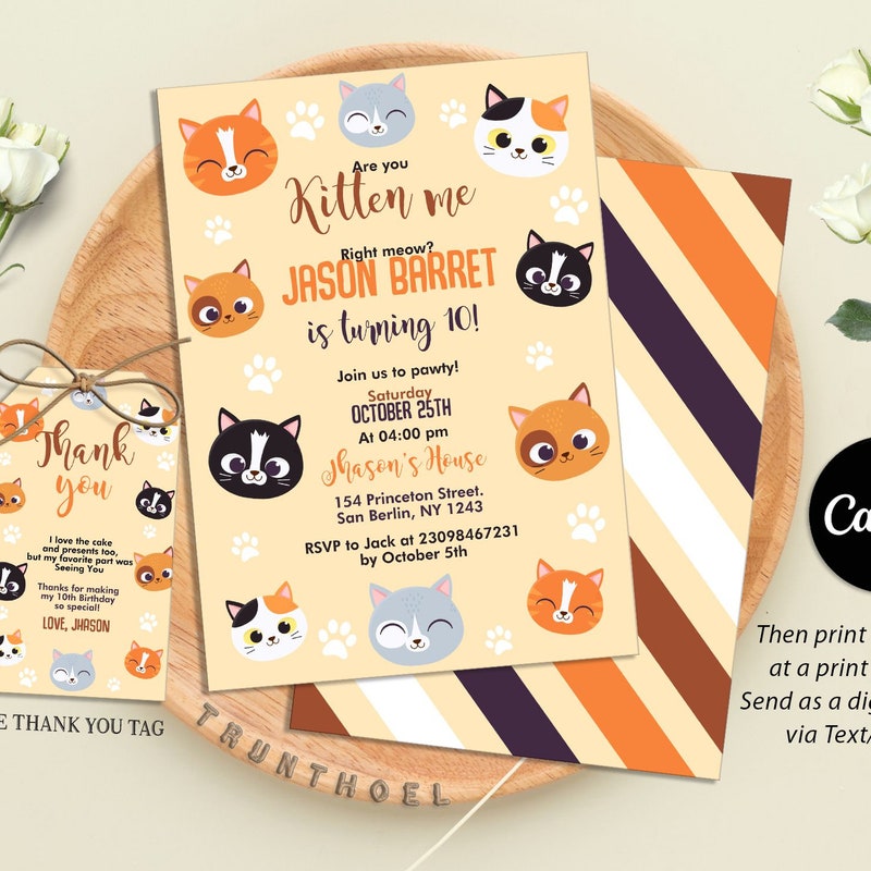 Cat Invitation - Etsy