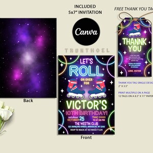 Editable Roller Skating Invitation, Roller Skating Birthday Party ...