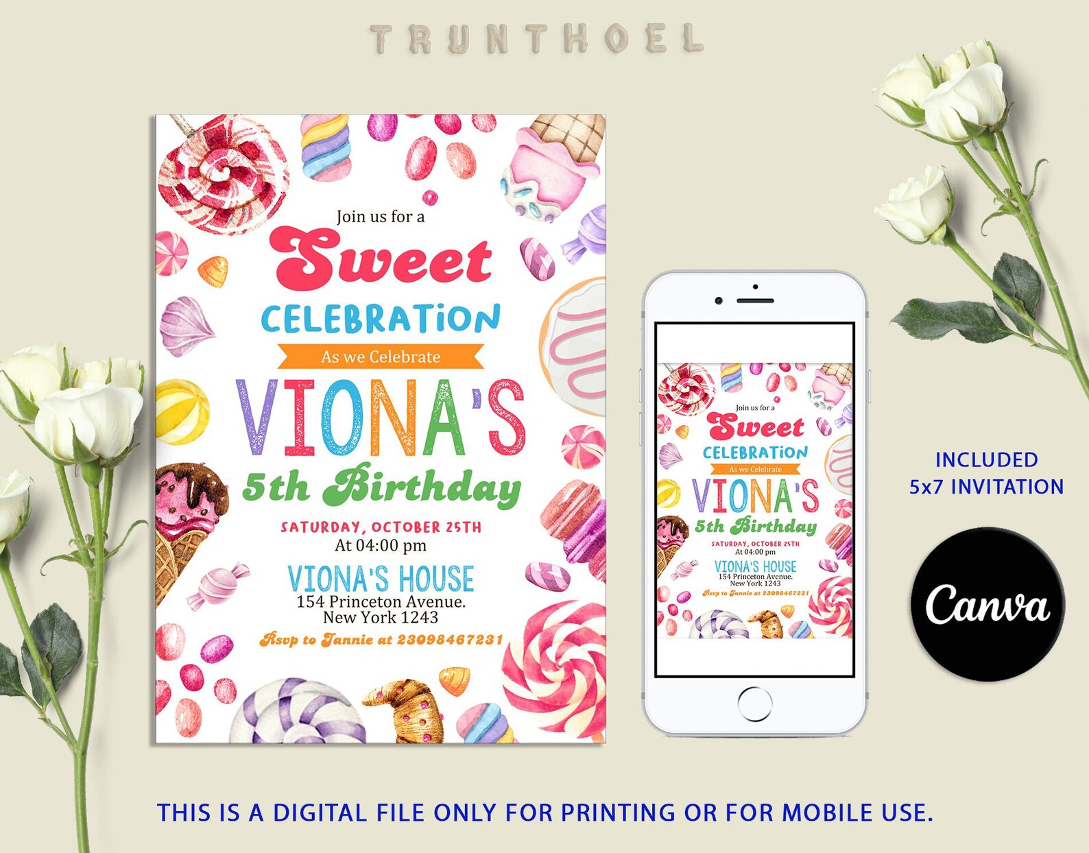 Sweets Candy Invitation, Sweet Candy Birthday Invitation, Sweet ...