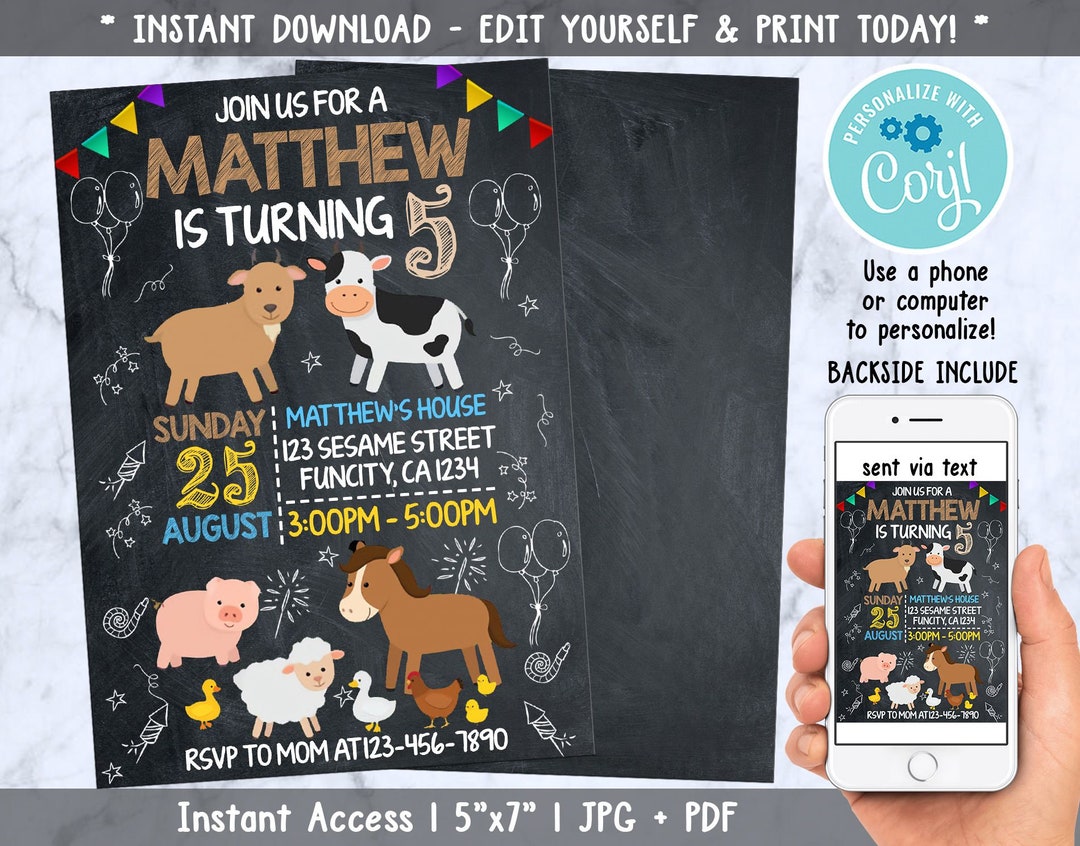 Editable Farm Invitation, Farm Birthday Invitation, Farm Party ...