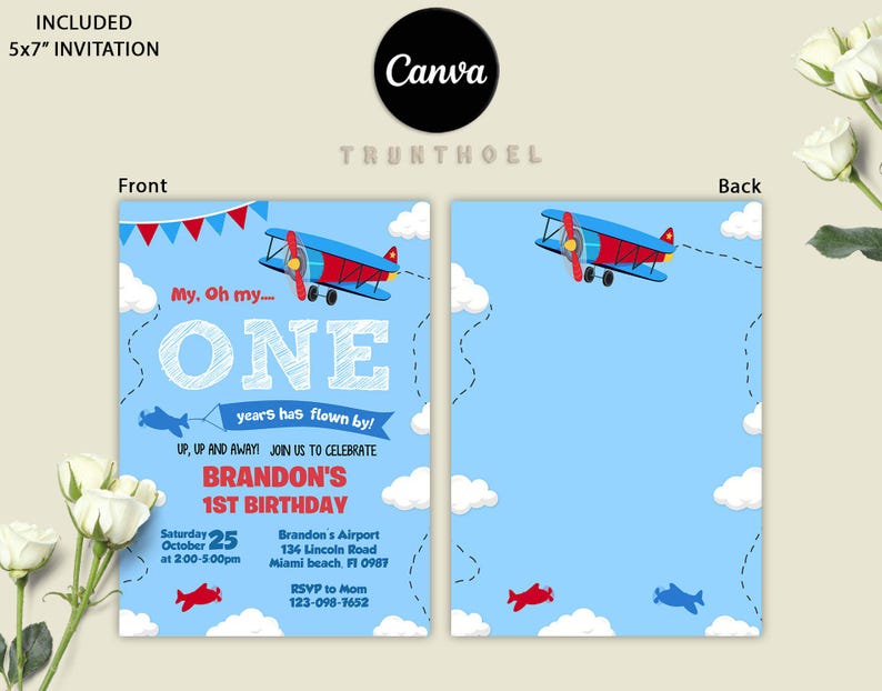 Airplane Invitation, Airplane Birthday Party Invitation, Airplane ...