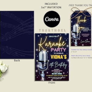 Karaoke Birthday Party Invitation, Karaoke Party Invite, Karaoke ...