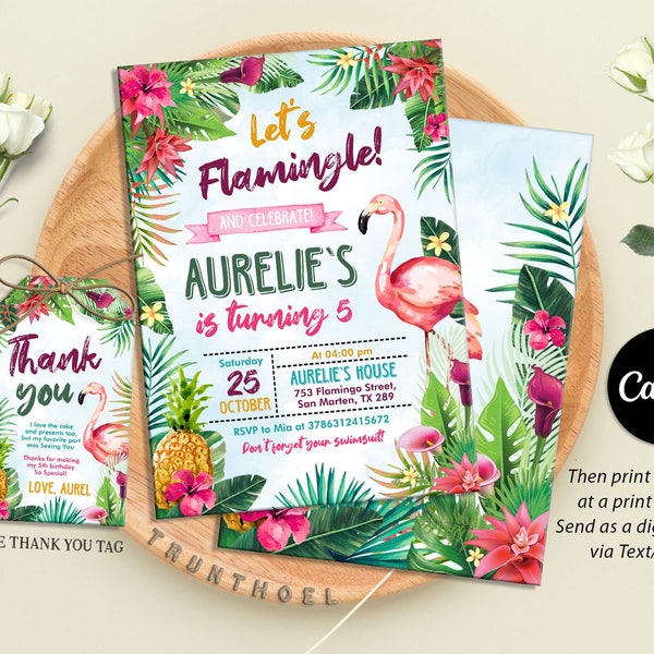 Flamingo Invitation - Etsy