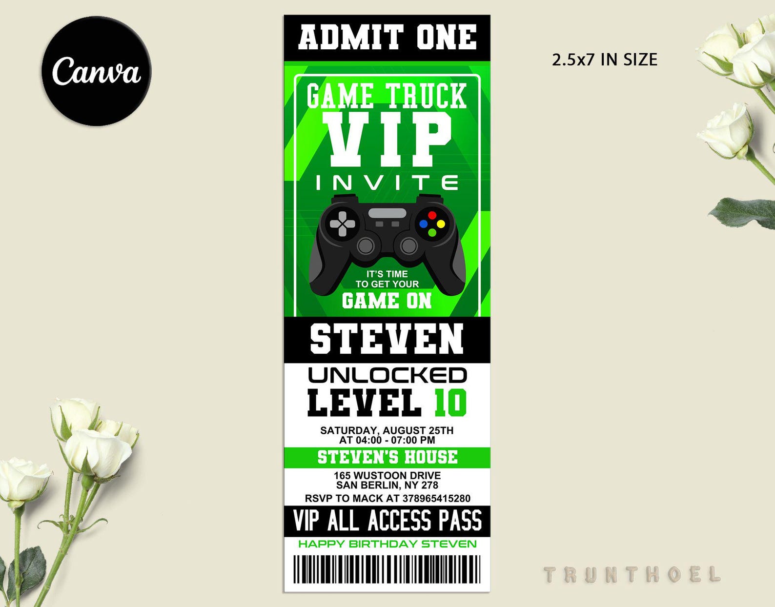 Video Game Ticket Invitation, Gamer Birthday Party Invitation, Video ...