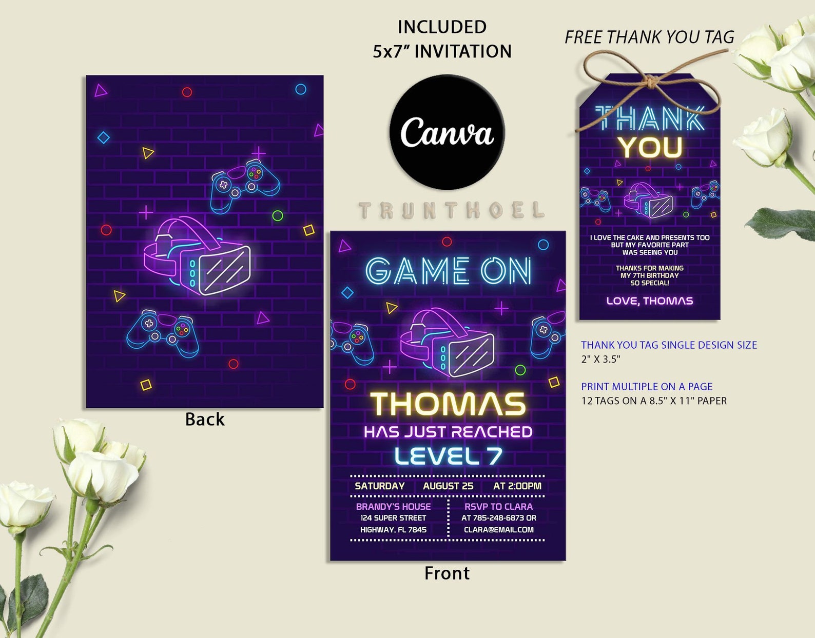 Virtual Reality Game VR Party Invitation, Boys Gaming Birthday Invite ...