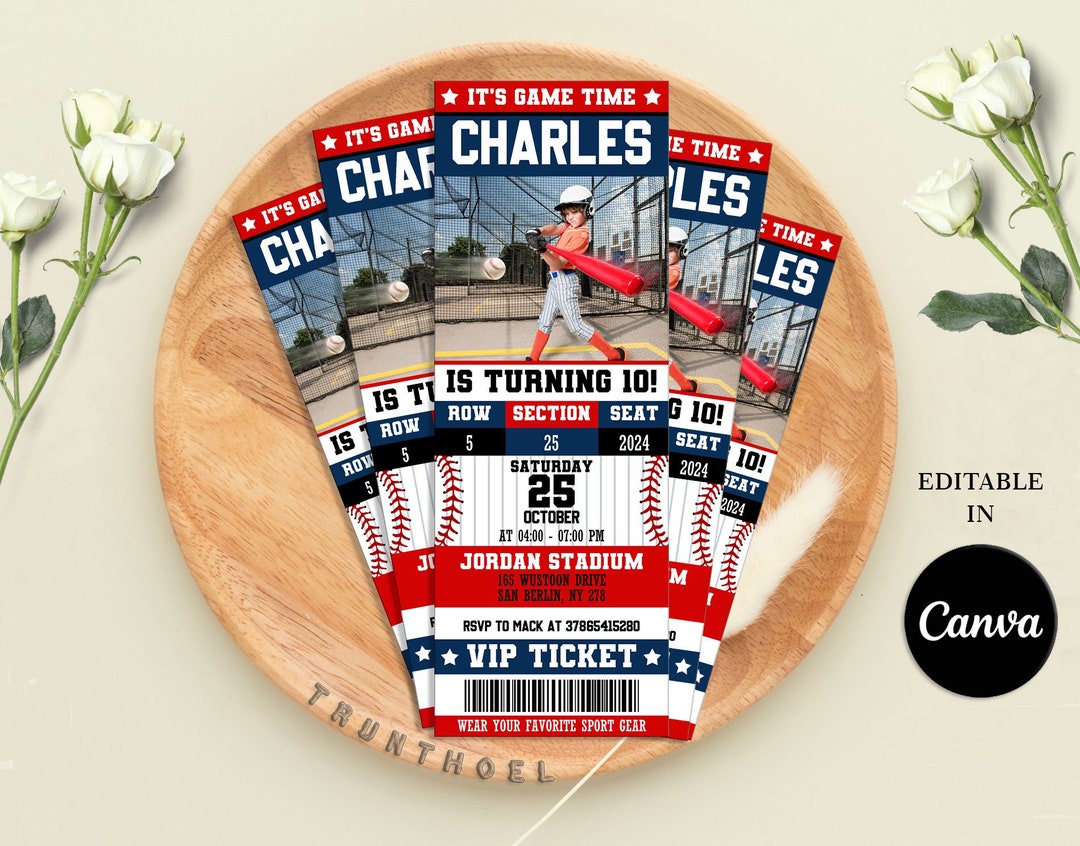 Baseball Ticket Birthday Invitation, Sports Invite Party, Sport ...