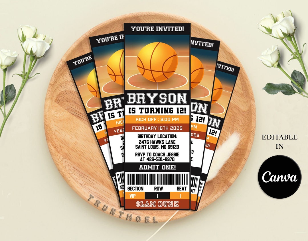 Basketball Ticket Invitation, Basketball Invitation, Basketball Ticket ...