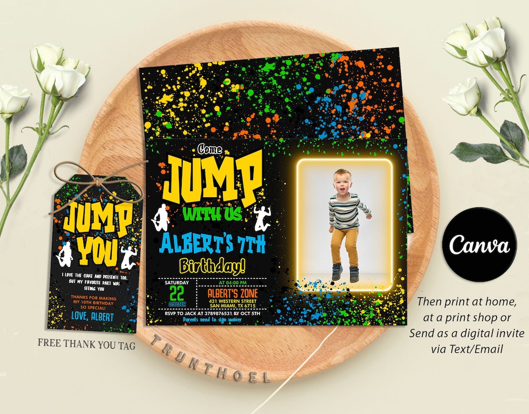 EDITABLE Trampoline Park Invitation, Trampoline Birthday, Trampoline ...