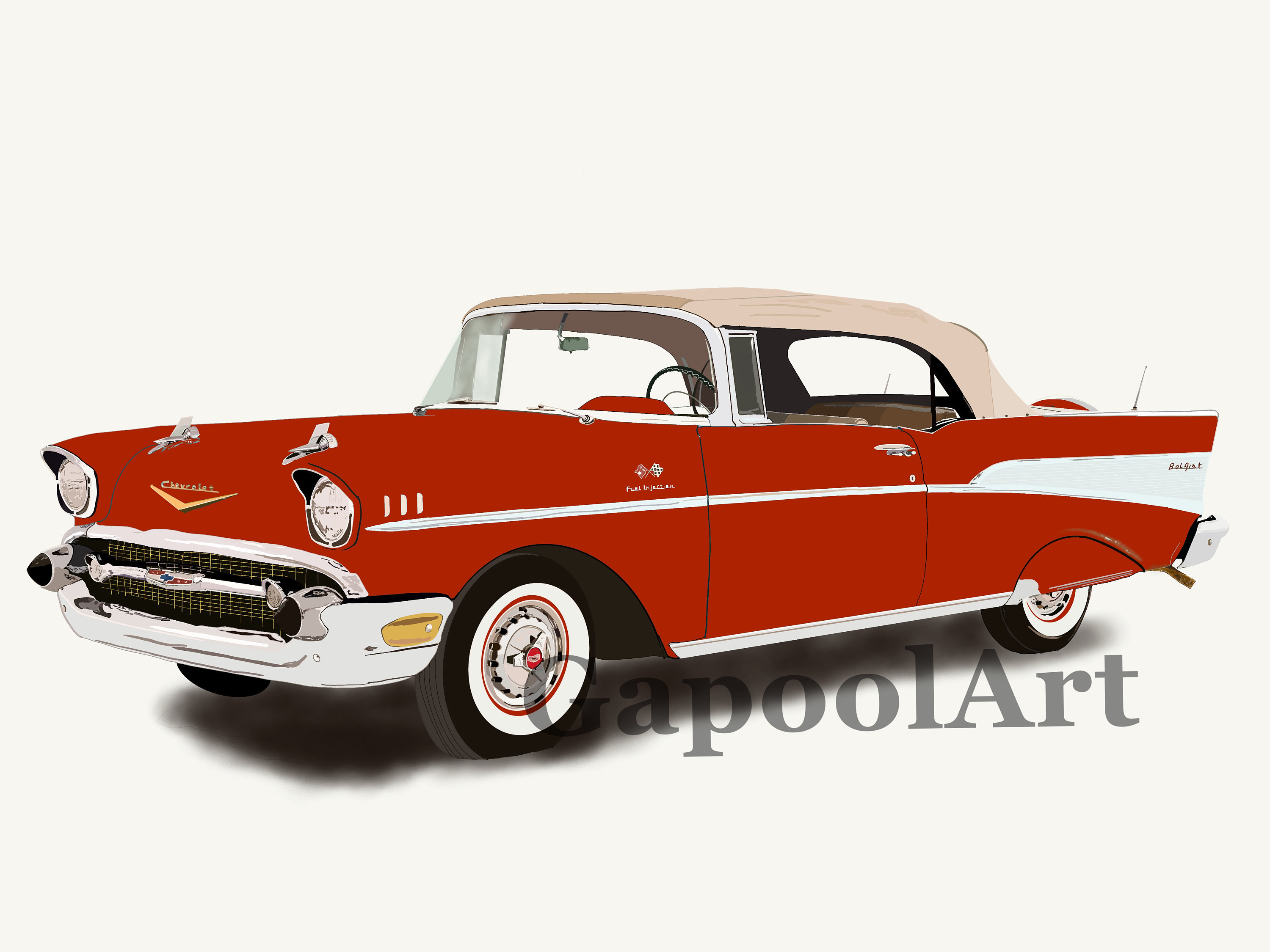 1956 Chevy Bel Air T Drawing, - Etsy
