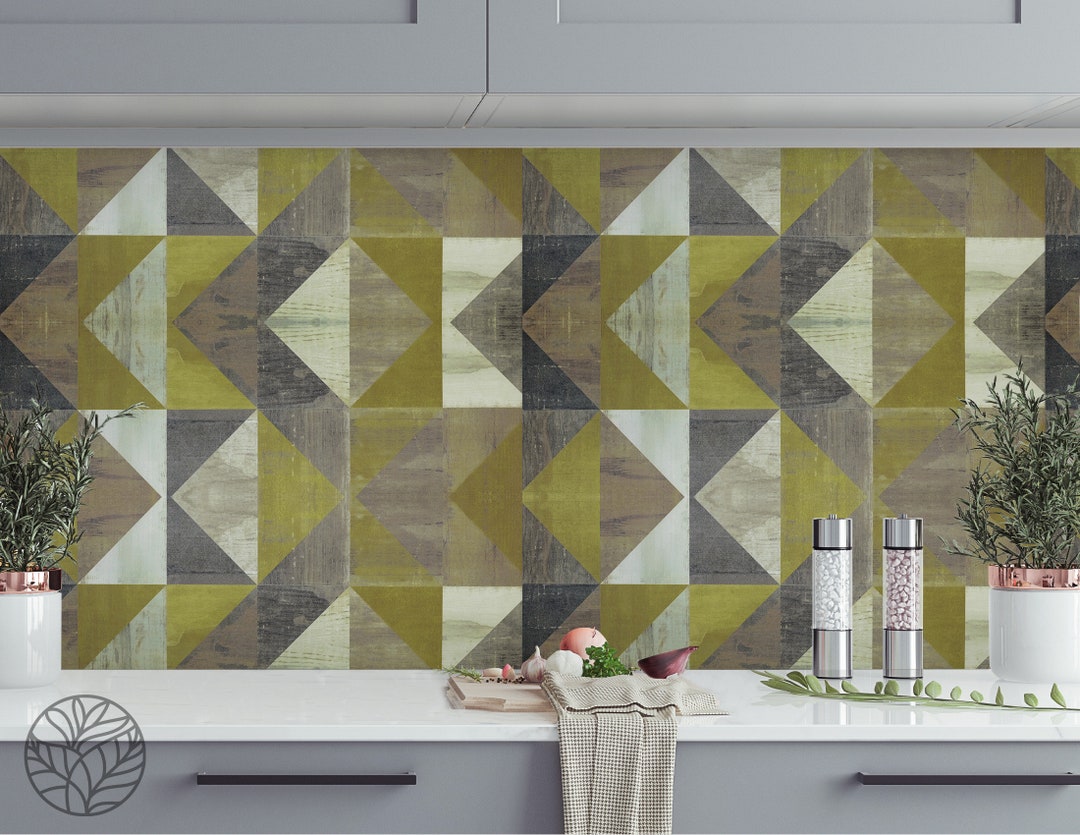 Abstract Triangles Splashback Sticker #14 - Splashback Decals Olive ...