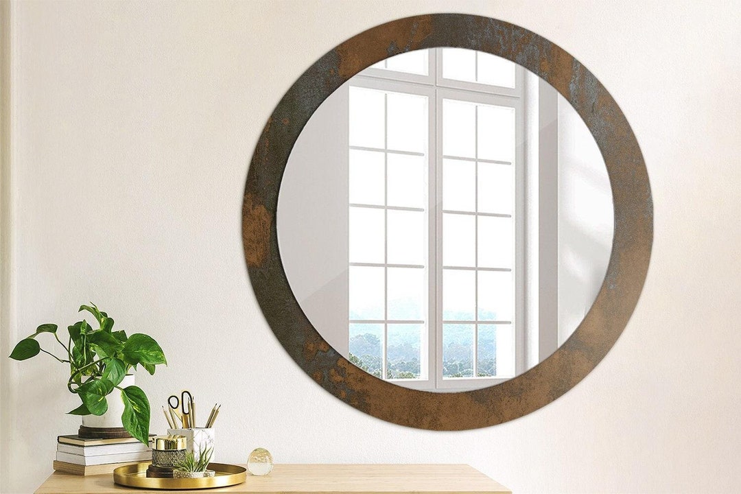 Metallic Rustic, Bronze, Mirror Print Frame, Decorative Mirror, Circle ...