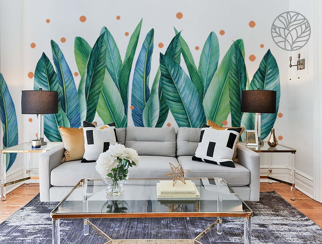 Leaves Still Standing #3 - Large Wall Leaves Sticker - Green Floral ...