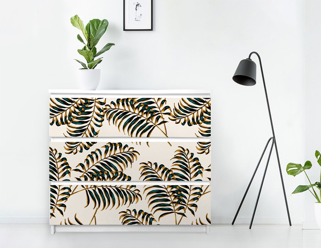 Yellow Palm Leaves Furniture Stickers - Malm Decal Dresser - Pack of 3 ...