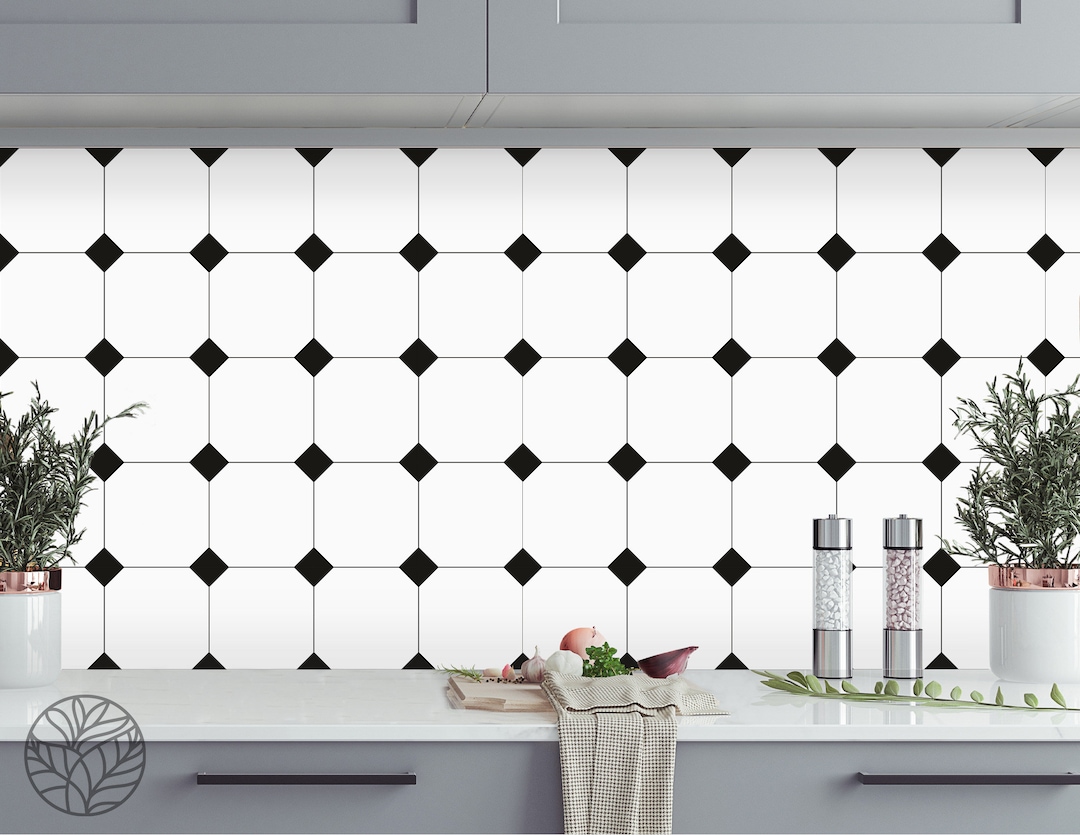 Black and White Squares Splashback Sticker #13, Splashback Decals ...