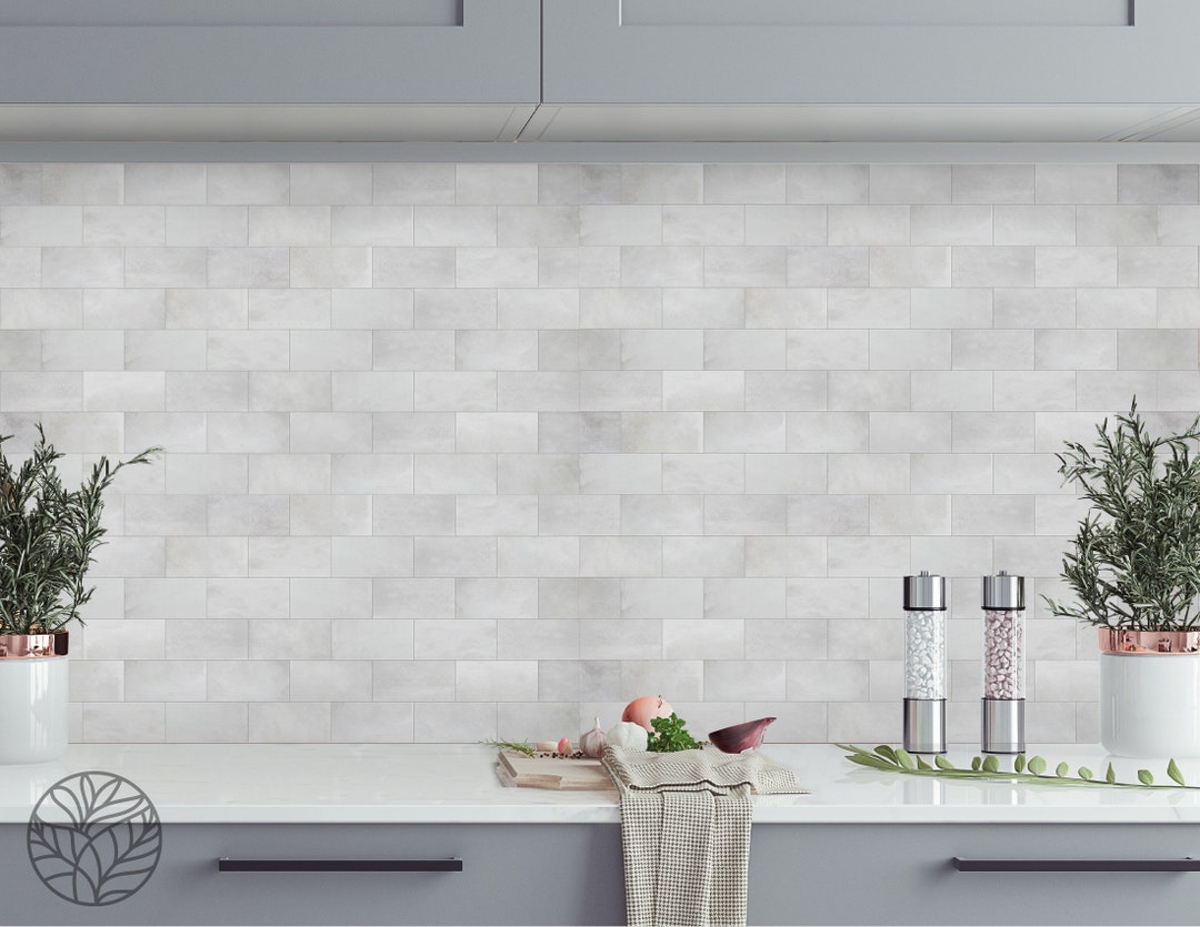 Grey Marble Tiles Splashback Sticker #1, Splashback Decals Silver ...