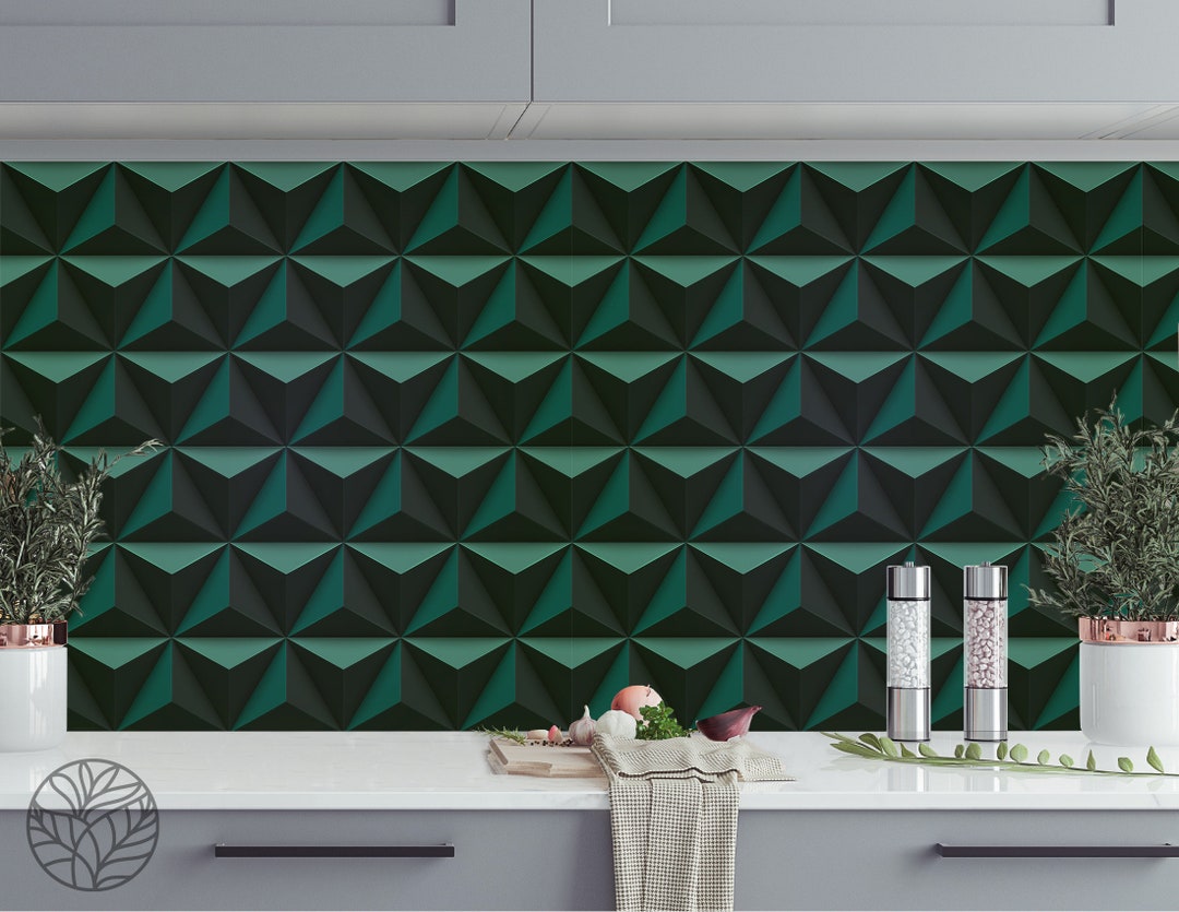 Geometric Triangle Splashback Sticker #11, Splashback Decals Green ...