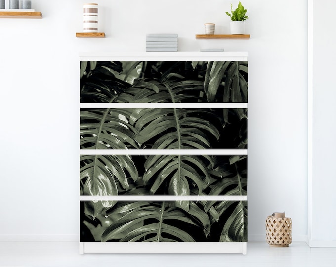 Ikea Malm Decal Botanical Dark Leaves \ Dresser Sticker \ Removable ...