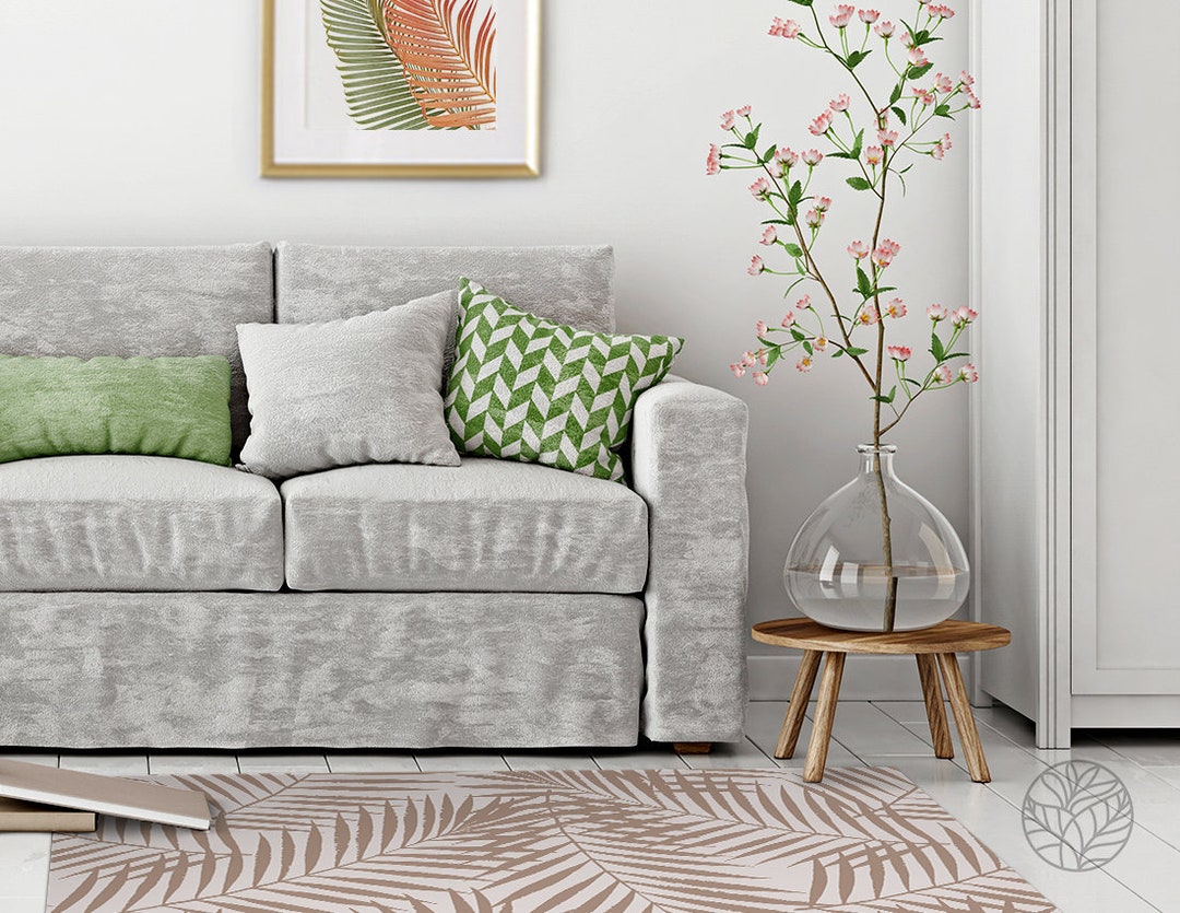 Beige Palm Twigs #4 - Rectangle Vinyl Mat - White, Leaves, Aesthetic ...