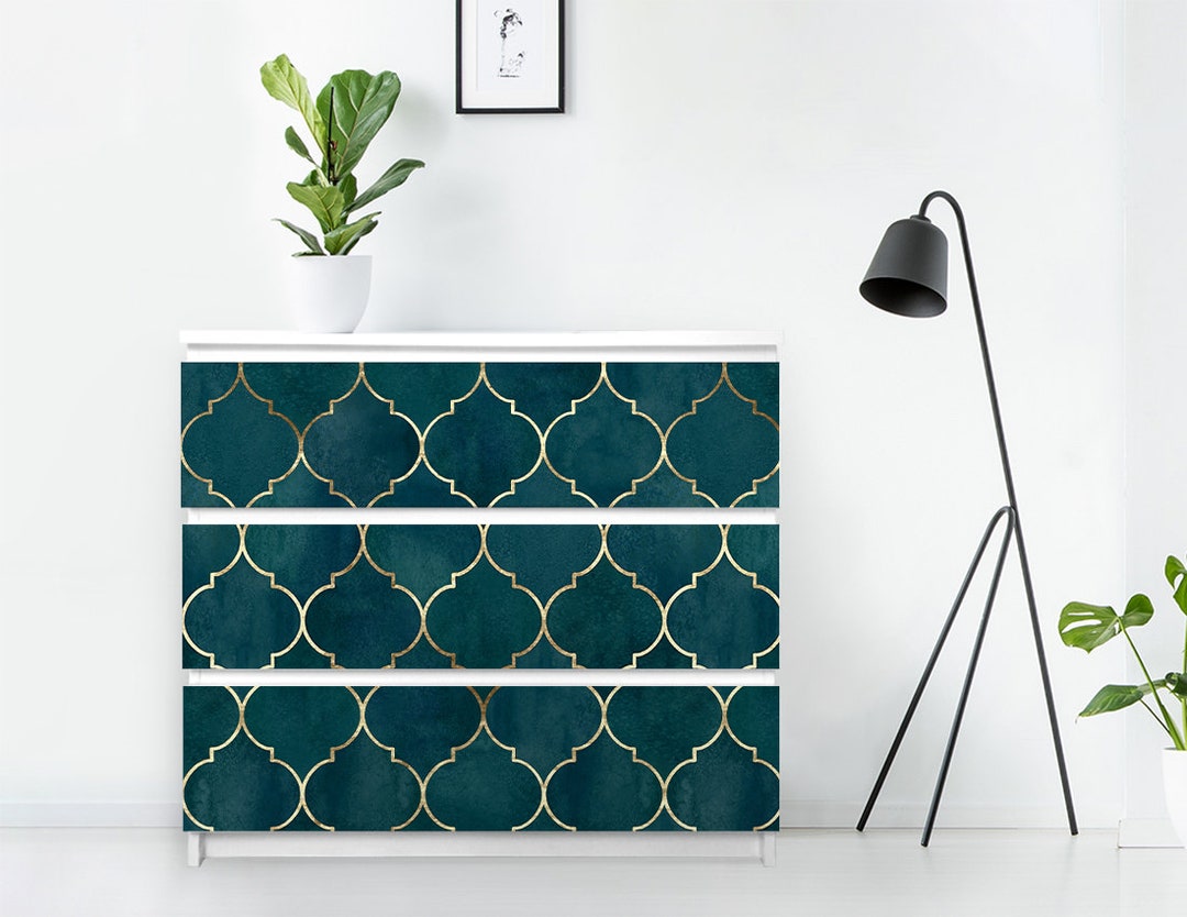 Dark Green Classic Gold Pattern 7 Decals for MALM Dresser - Etsy