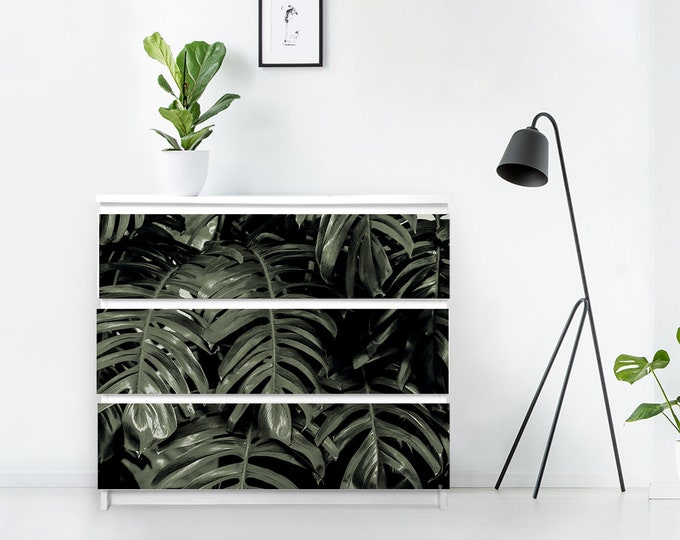 Ikea Malm Decal Botanical Dark Leaves \ Dresser Sticker \ Removable ...