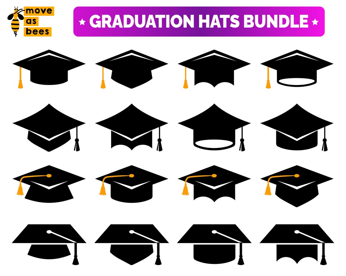 Academic Cap Svg Bundle Graduation Hat Svg Senior Graduate - Etsy