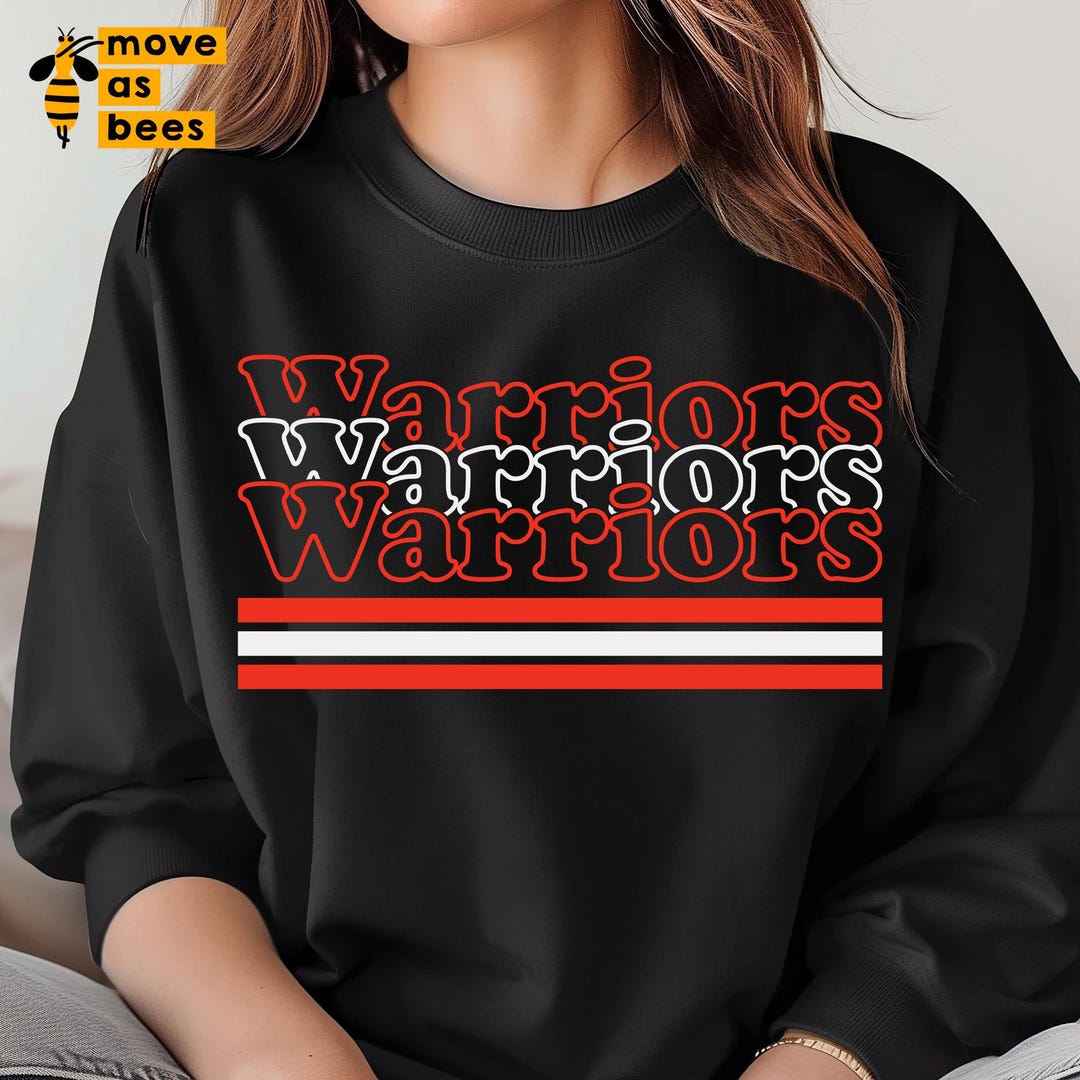 Warriors Svg, Png, White Red Retro Stacked Design, Warriors Mascot ...