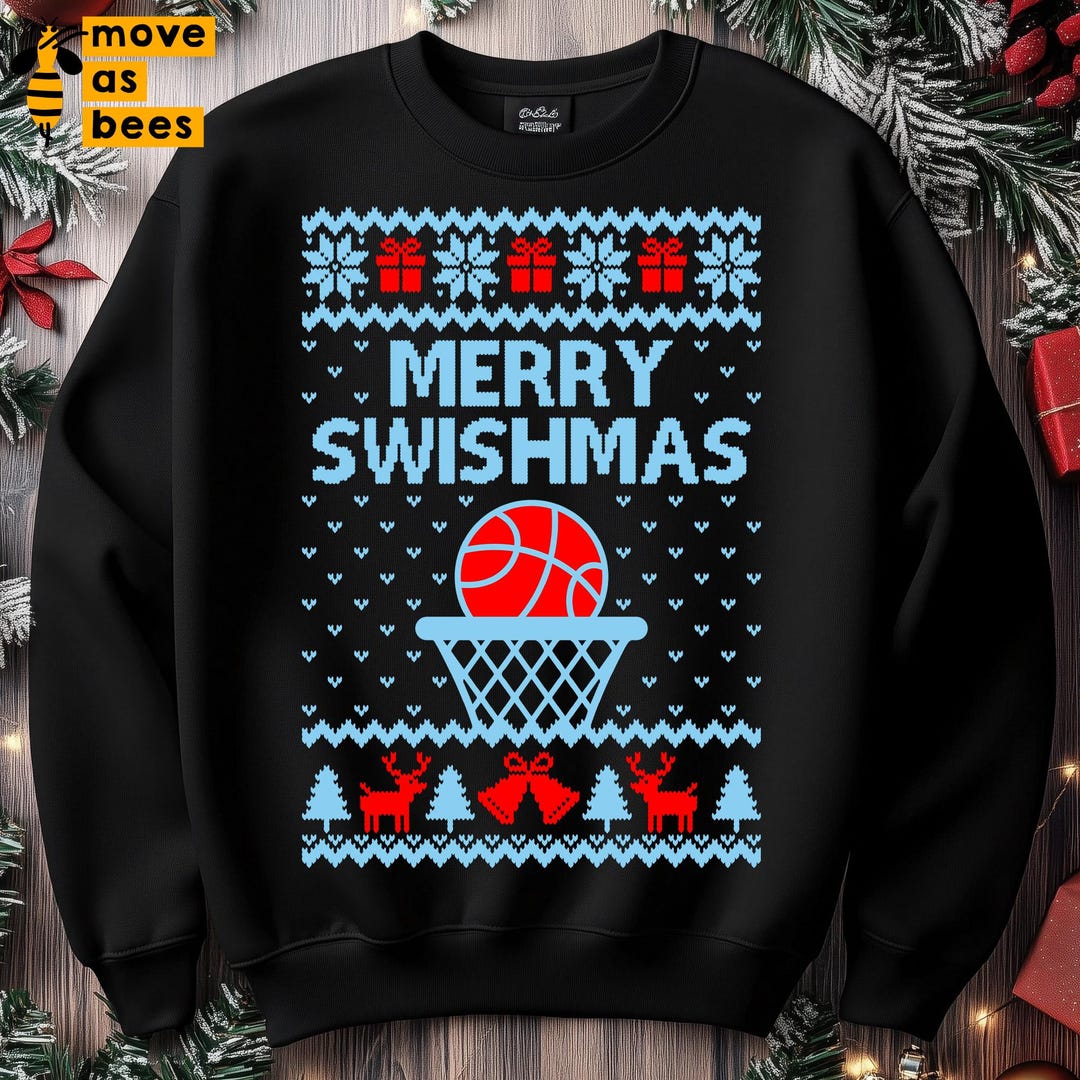Merry Swishmas Svg, Png, Basketball Ugly Christmas Sweater Svg ...