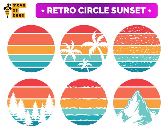 Retro Sunset Svg Png Bundle for Sublimation & Cutting | Etsy