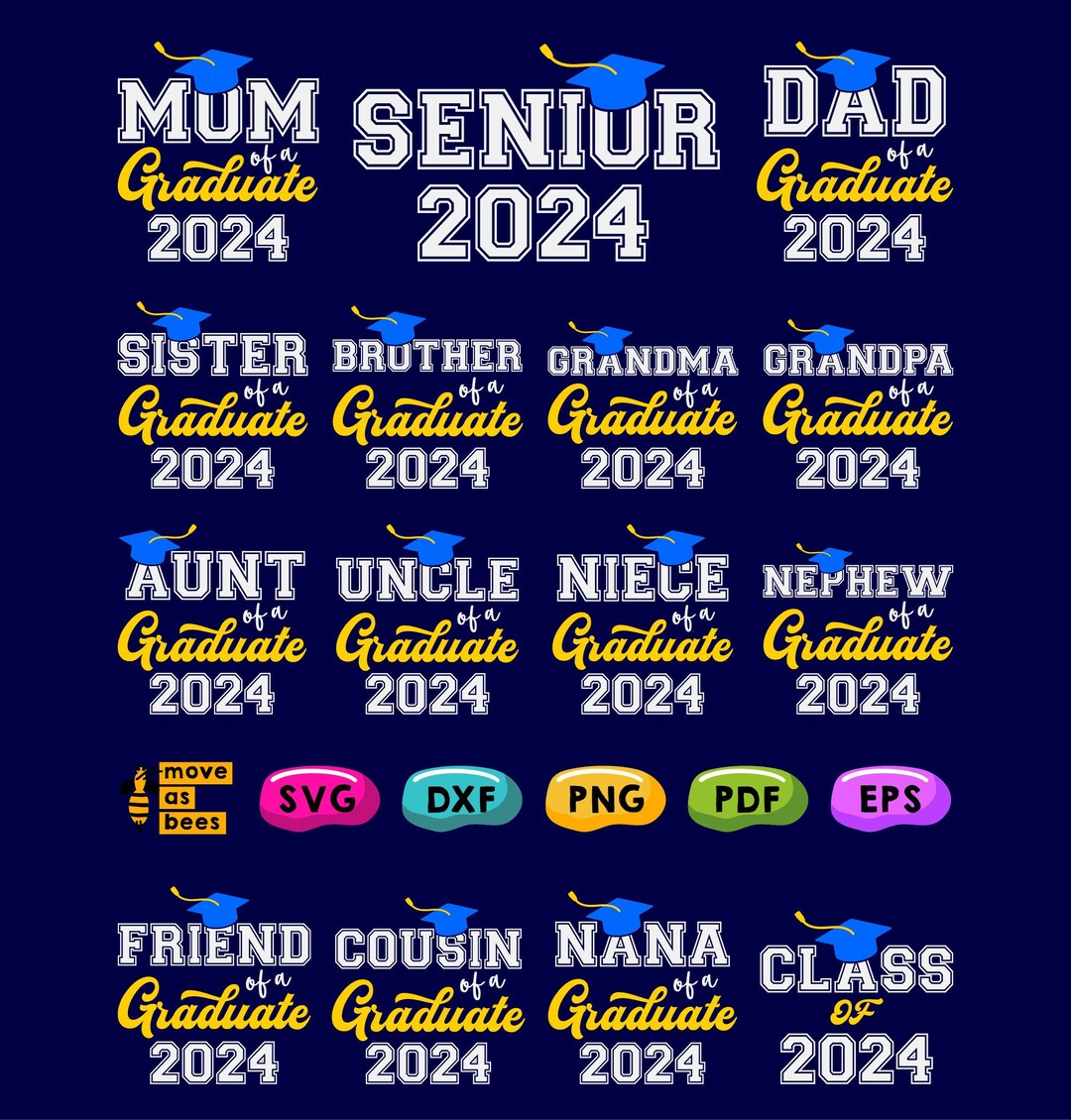 Graduation 2024 Family Bundle Svg, Png, Senior 2024 Svg, Grad Parents ...