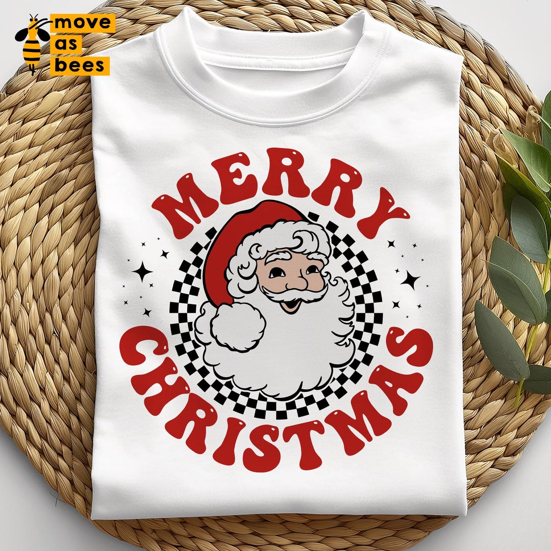 Merry Christmas SVG, PNG, Santa Claus Checkered Circle Svg, Retro ...