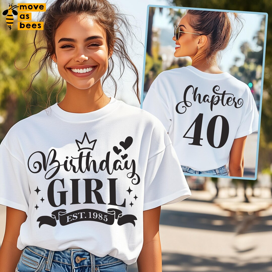 40th Birthday Girl Svg, Woman 40th Birthday Shirt Svg, Est 1985 Svg ...