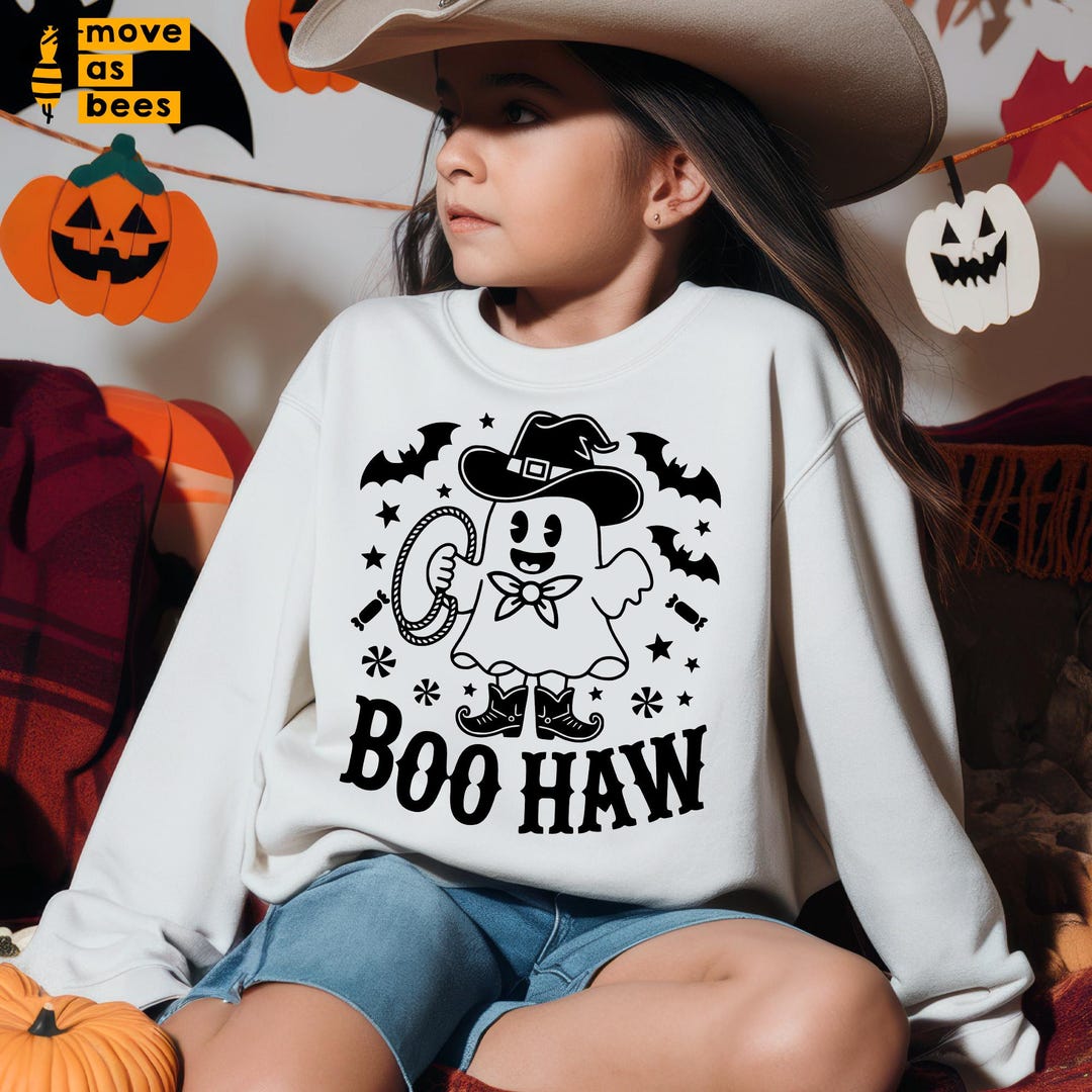 Boo Haw Svg, Png, Howdy Halloween Svg, Western Ghost in Cowboy Hat ...