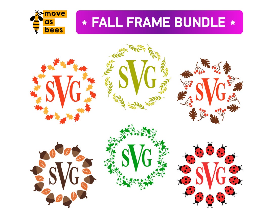 Autumn Leaves Frame Svg Fall Monogram Svg Leaf Wreath Svg - Etsy
