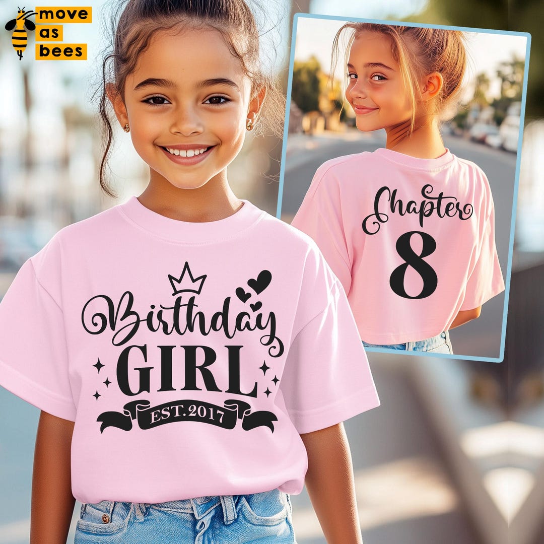 8th Birthday Girl Svg, 8th Birthday Shirt Svg, Est 2017 Svg, Chapter 8 ...