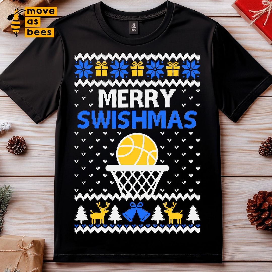 Merry Swishmas Svg, Png, Basketball Ugly Christmas Sweater Svg, Blue ...