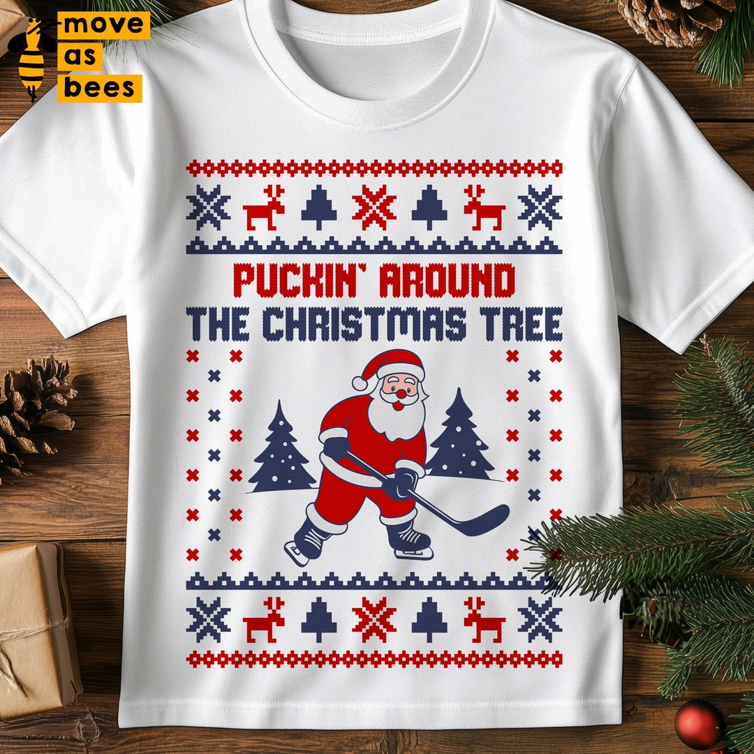 Pucking Around the Christmas Tree Svg, Png, Hockey Ugly Sweater Svg ...