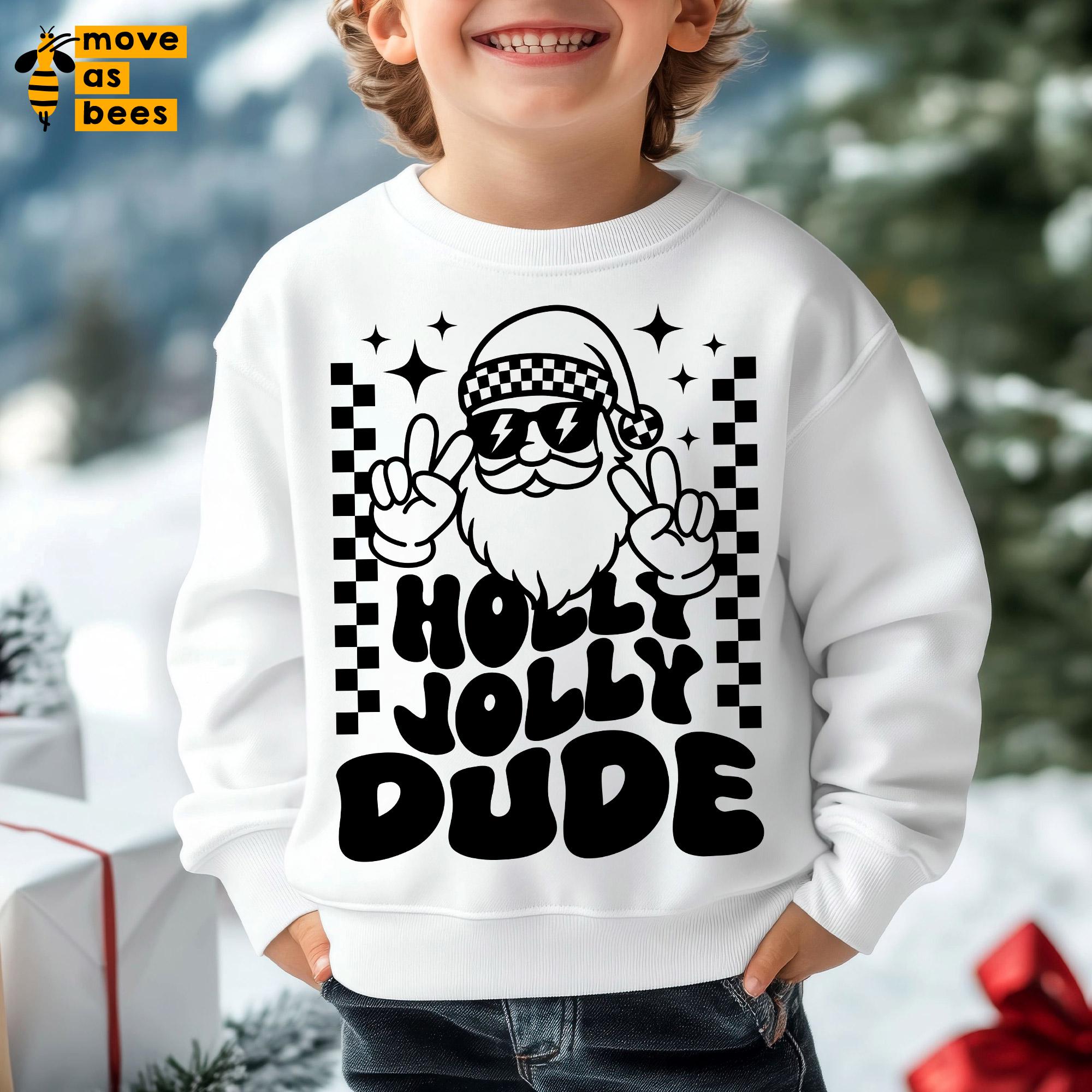 Holly Jolly Dude SVG, PNG, Santa Claus Checkered Svg, Kids, Adults, Man ...