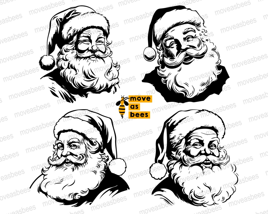 Retro Santa SVG, PNG, 4 Vintage Santa Claus Svg, Pdf, Eps, Dxf, Santa ...
