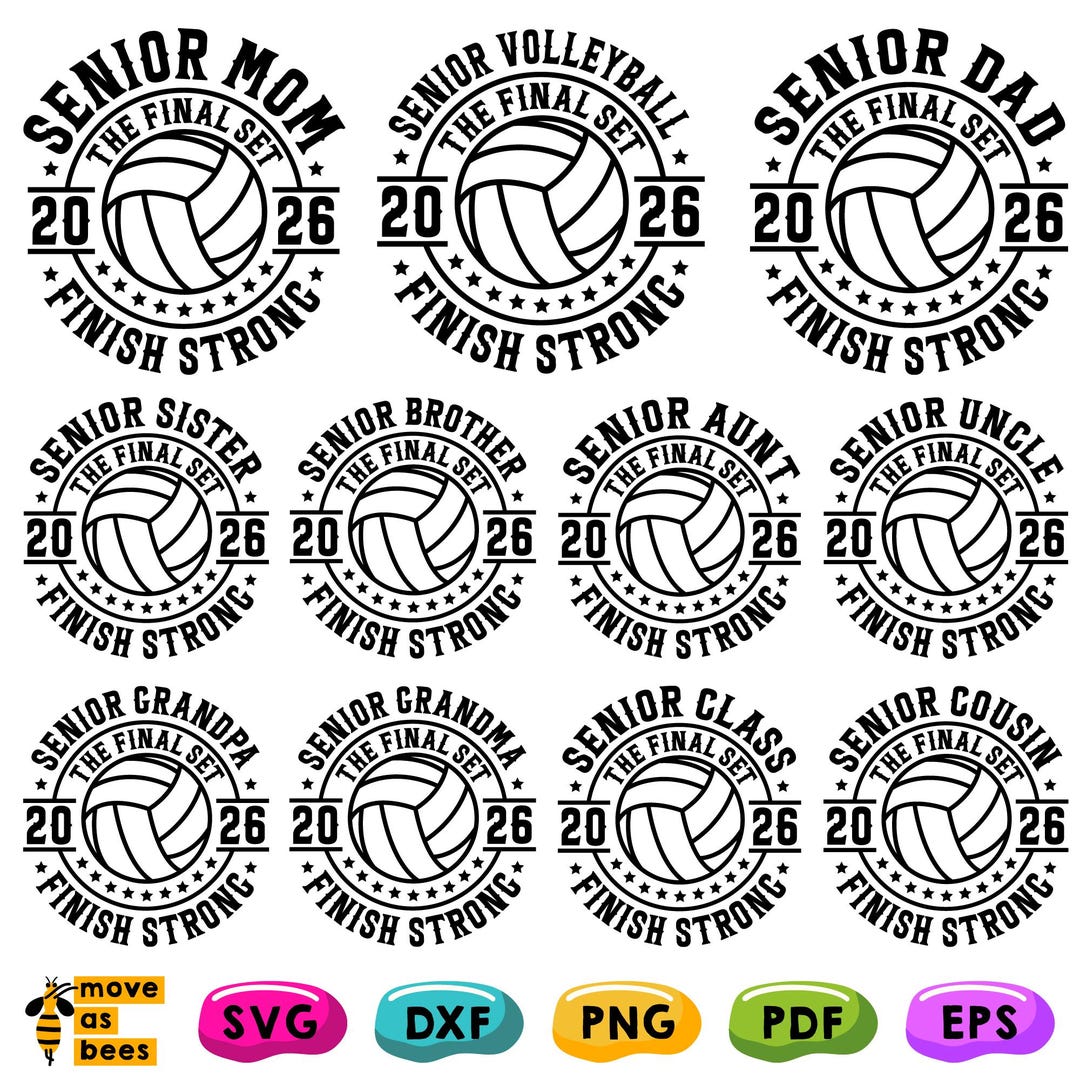 Volleyball Senior 2026 Family Bundle Svg, Png, the Final Set, Finish ...