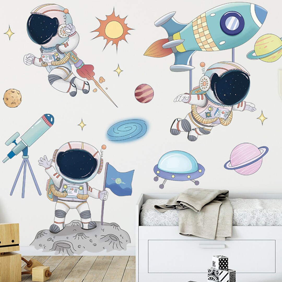 Space Wall Stickers | Planets Astronauts Rockets Wall Decals | Kids ...