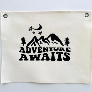 Adventure Awaits Banner | Kids Room Decor | Wall Art for Nursery | 100% ...