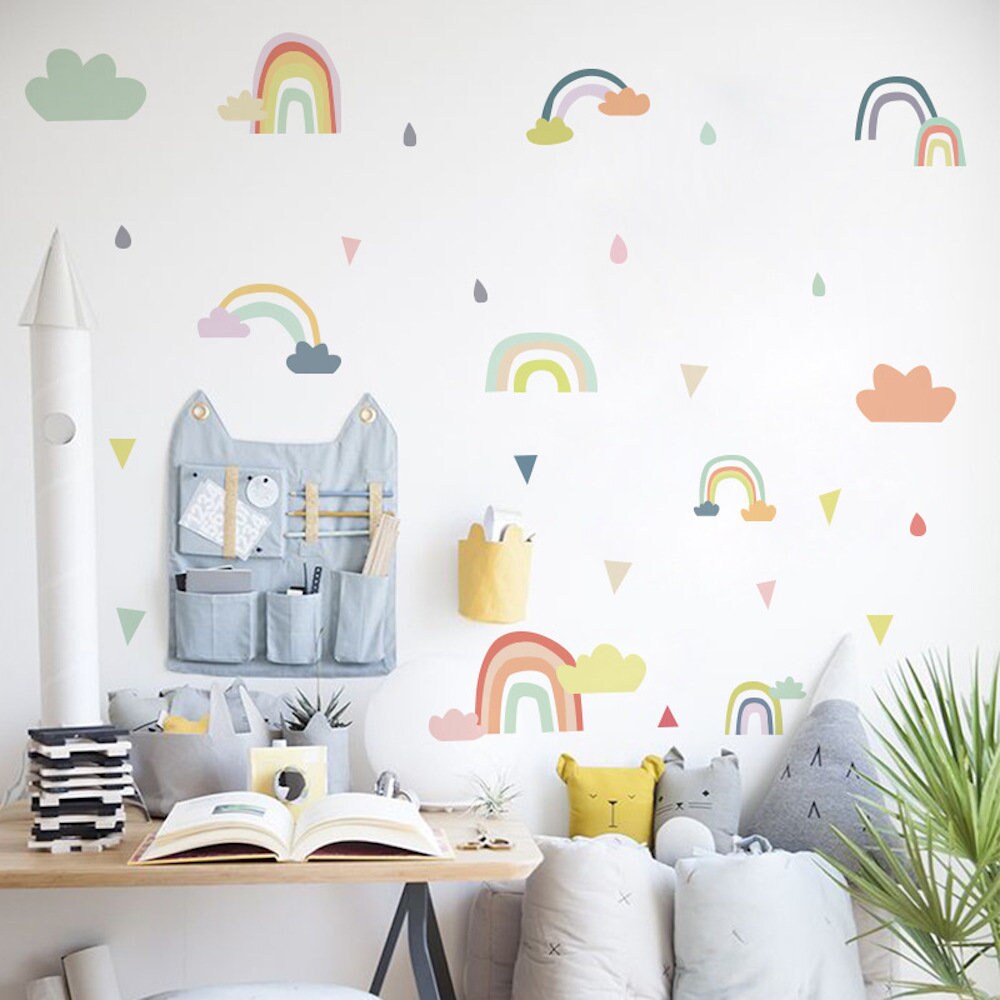 Rainbow Wall Decals Stickers Removable PVC Wall Art Nursery - Etsy