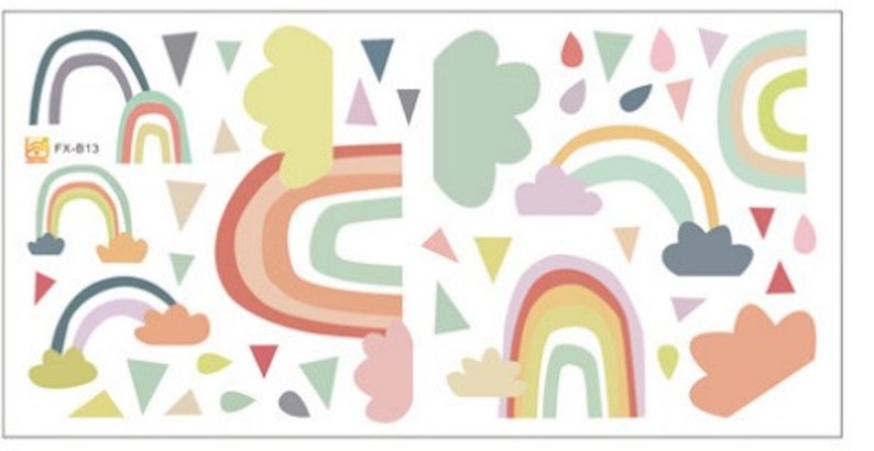 Rainbow Wall Decals Stickers Removable PVC Wall Art Nursery - Etsy