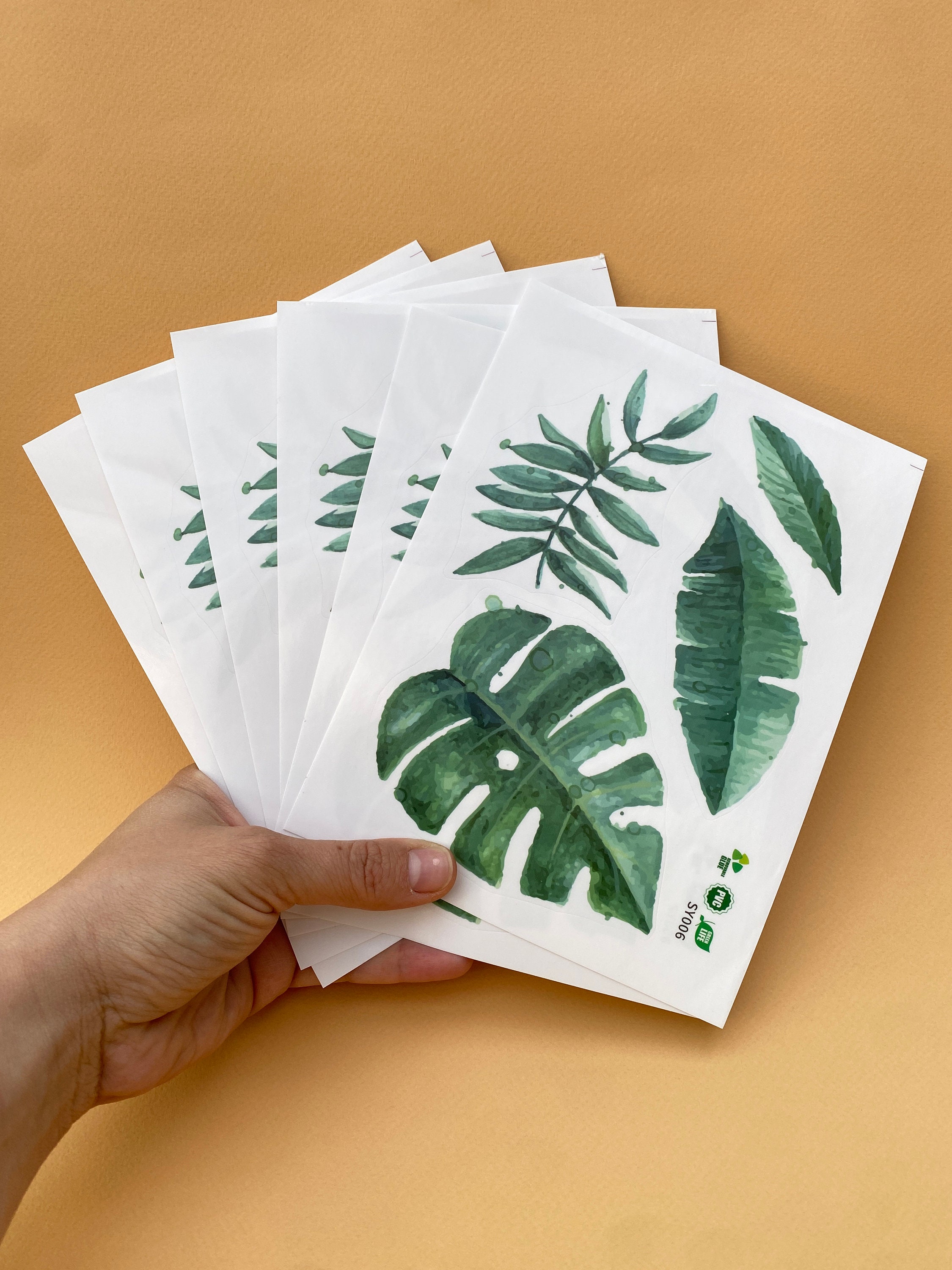 Green Leaves Wall Decal Removable Stickers Boho Decor Emerald - Etsy UK