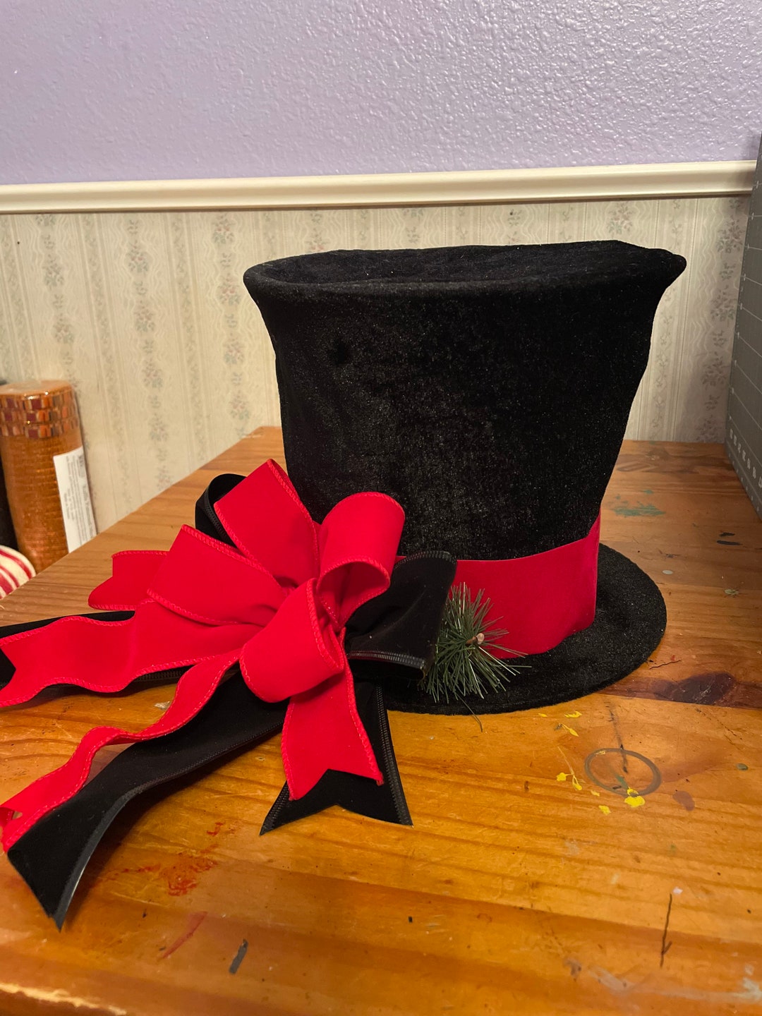 Tree Topper, Top Hat Tree Topper, Velvet, Snowman Hat, Snowflake Tree ...