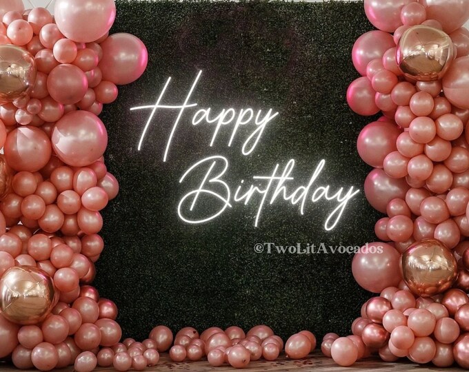 Happy Birthday Neon Sign, Birthday Neon Sign, Neon Party Backdrop, Party Neon Sign, Customized ...