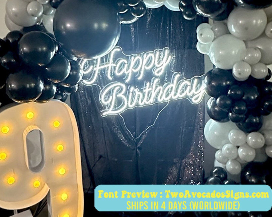 Happy Birthday Neon Sign, Birthday Neon Sign, Neon Party Backdrop, Party Neon Sign, Customized ...